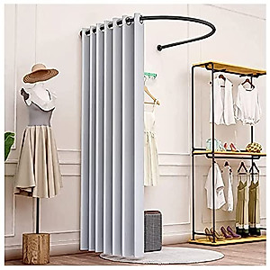 Clothing Store Fitting Room, Changing Room used in Mall and Office, U-Dressing Room for Privacy Protection and Room Divider, Including Shading Curtain, Hanging Rod and Hook Up (38x38x79IN, Light grey)