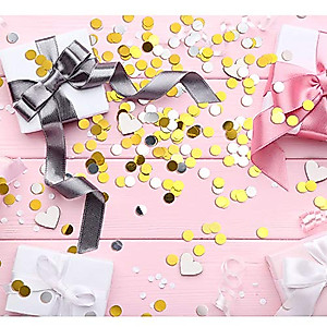 3.5 oz Round Confetti Dots Glitter Confetti Circles 1/4 Inch Metallic Round Dot Confetti for Birthday Wedding Holiday Party Decoration Supplies (Silver and Gold)