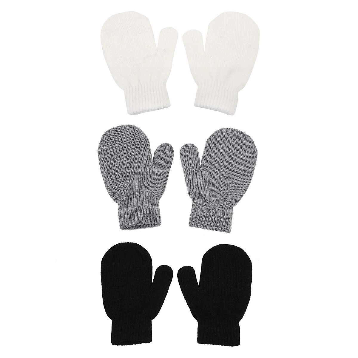 SATINIOR 3 Pairs Toddler Magic Stretch Mittens Little Girls Soft Knit Mitten Baby Boys Winter Knitted Gloves