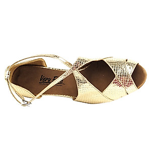 50 Shades Animal Print Ballroom Latin Dance Shoes for Women: 3030LEDSS Gold Snake 2.5" Heel Size 10 1/2 (Special Order)