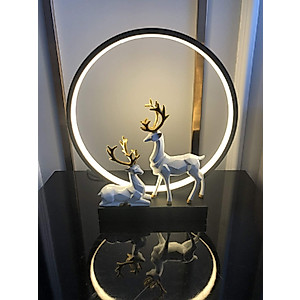 Darklove 2pcs Elk Resin Home Decor Lucky Deer Statue Luxury Style Creative Craft Reindeer Figurines for Living Room, Bedroom, Office Desktop (White)