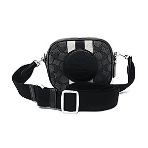 Coach Women's Mini Dempsey Camera Bag In Signature Jacquard With Stripe And Coach Patch (Silver/Black Smoke Black Multi)