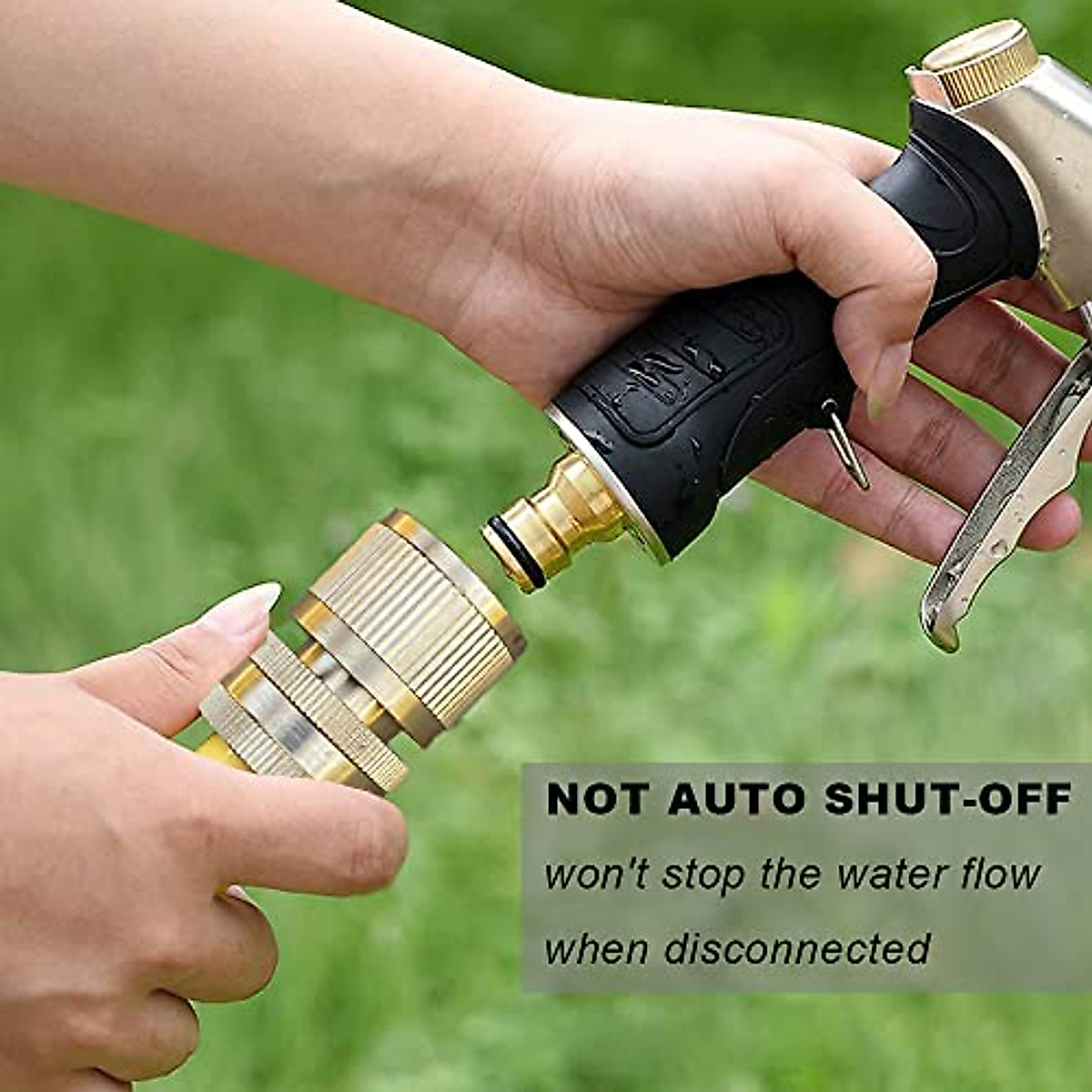 Brass Hose Quick Connect, 3/4 Inch GHT Thread Garden Hose Quick Connector No-Leak Water Hose Quick Connect Fittings Male and Female - 2Packs