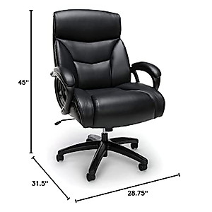 OFM ESS Collection Big and Tall Bonded Leather Executive Chair, Black