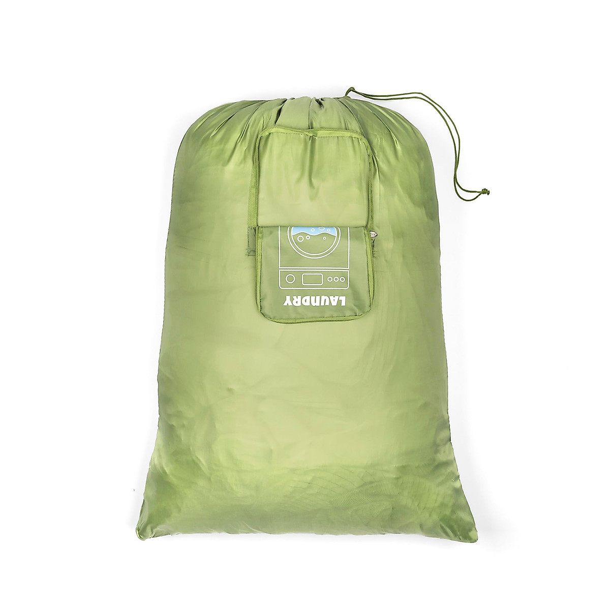 MIAMICA Foldable XL Travel Laundry Bag, 35'' x 24'', Olive "Laundry" – Lightweight, Durable Design with Drawstring Closure