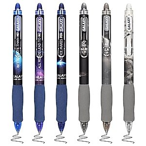 BAYTORY 6Pcs Retractable Erasable Gel Pens, Black Ink Pen with Eraser Clear, Smooth Writing Comfortable to Use for Note Taking Marking Planner Crossword Puzzles (Black)