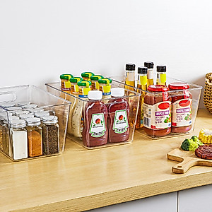 YIHONG Clear Plastic Storage Bins, 8 Pack Pantry Organizer Bins with Handle for Kitchen, Freezer,Cabinet,Closet Organization and Storage