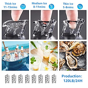 Commercial Ice Maker Machine, 120 lbs/24H with 45 lbs Storage Bin, 0.9 Inch Thick Ice Cubes - Automatic Cleaning, Perfect for Home, Bar