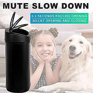 HCY Trash Can, 13 Gallon Automatic Waste Bin Mute Metal Garbage Can with Lid Stainless Steel 50 Liter for Kitchen, Office, Bedroom, Bathroom, Living Room (Black)