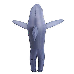 IHGYT Inflatable Shark Costume Air Blow up Jaws Jumpsuit Fancy Dress Funny Carcharias Suit for Cosplay Party Halloween Christmas Carnival
