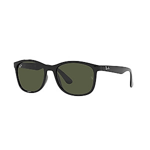 Ray-Ban RB4374F Low Bridge Fit Square Sunglasses, Black/Green, 58 mm