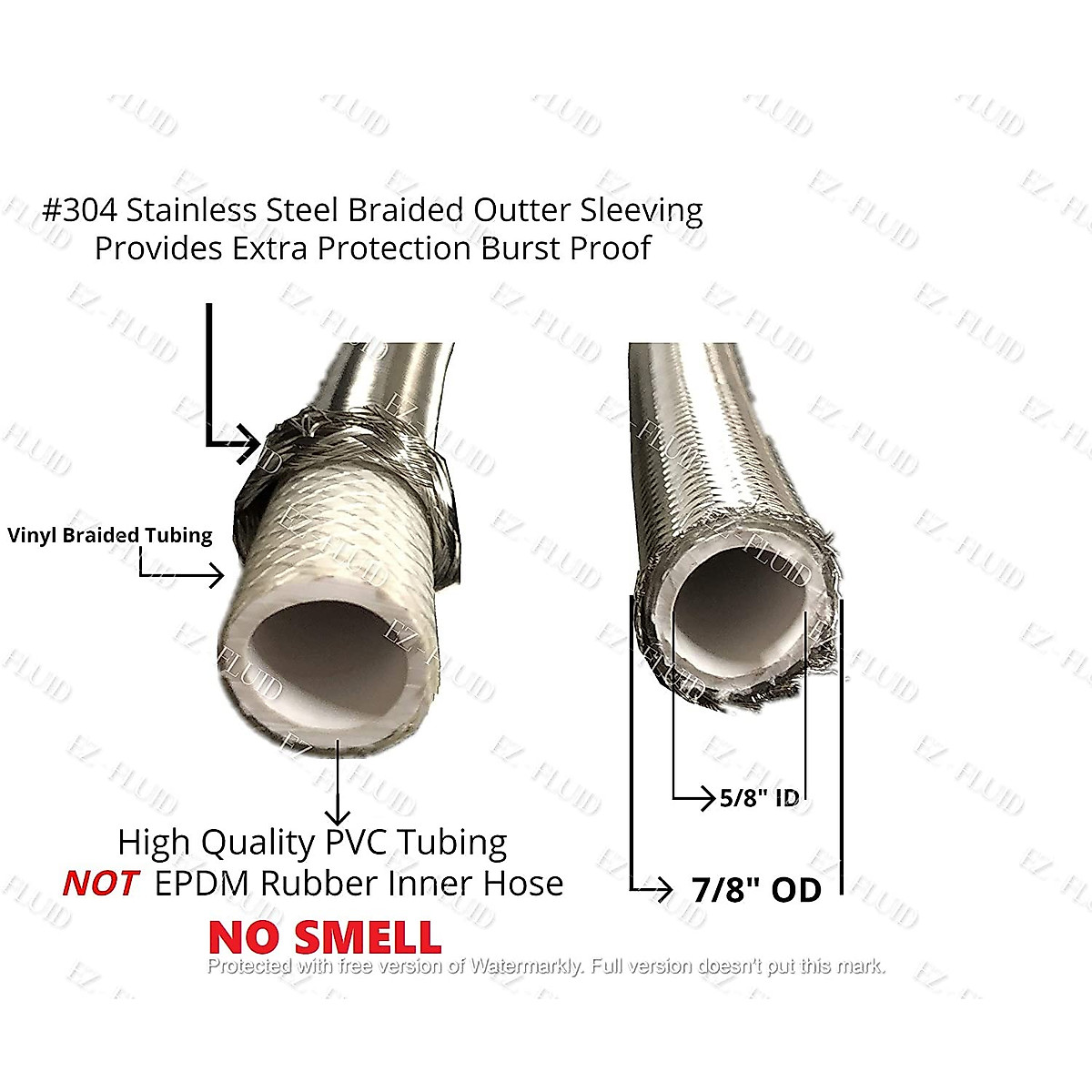 EZ-Fluid 24-Inch Braided Flexible Stainless Steel Water Heater Connector For Female Iron Water Pipes Fitting, 3/4-Inch FIP x 3/4-Inch FIP