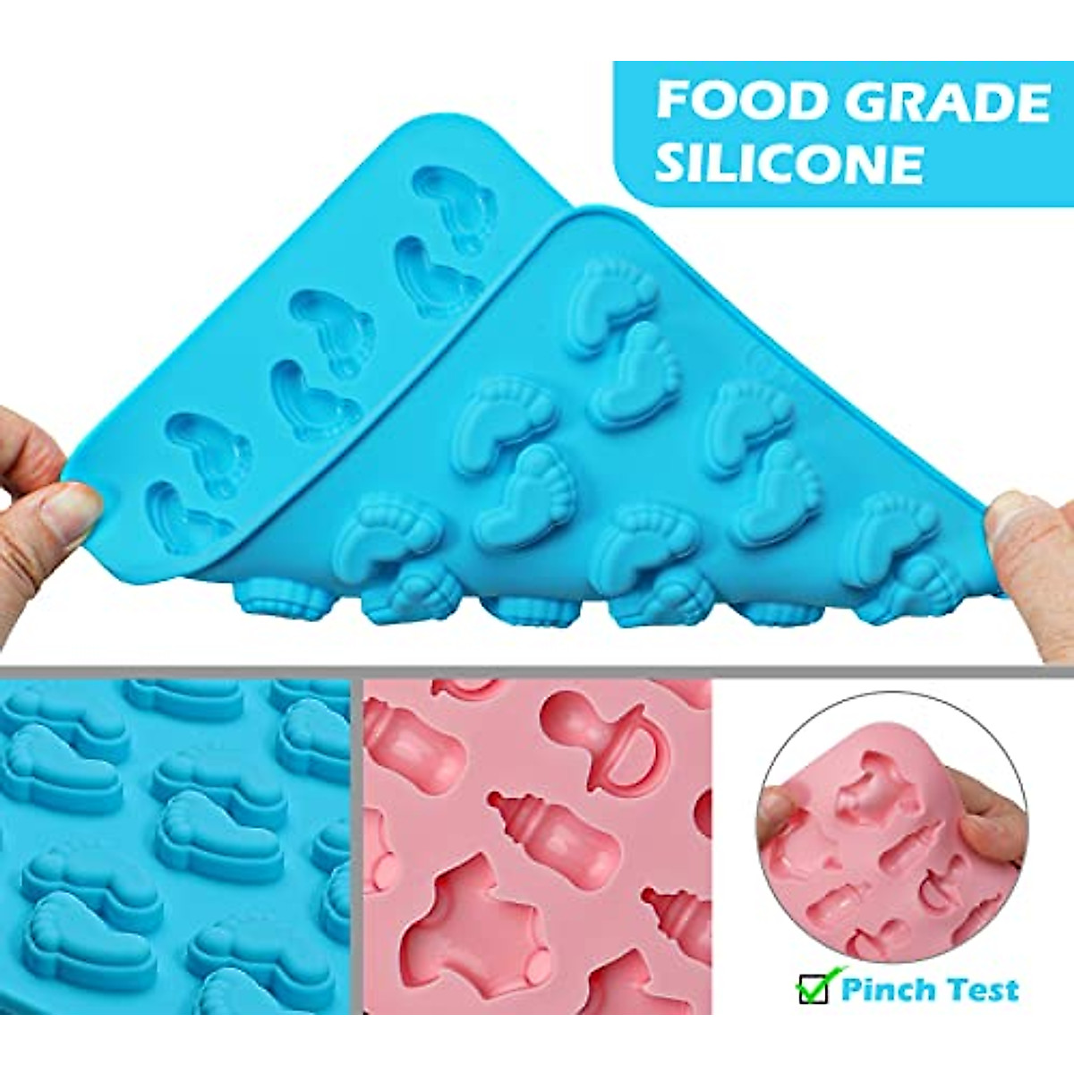 Webake Baby Feet Mold Baby Onesie Baby Bottle Pacifier Molds, Bite Size Silicone Chocolate Candy Molds Gummy Mould for Baby Shower Party Cake Decoration Cupcake Topper