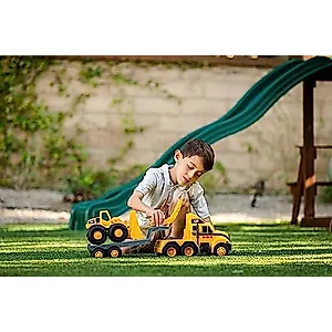 CAT Construction Toys, Heavy Mover, Semi Truck and Trailer with Mini Crew Front Loader, Lights and Sounds, Ages 3 and up