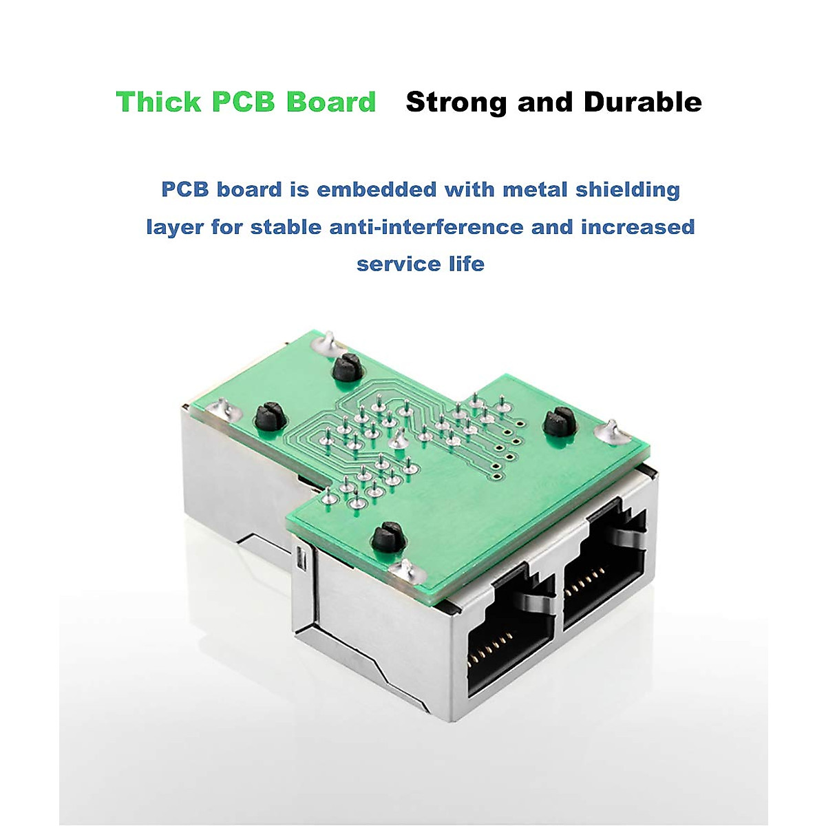 Ethernet Splitter Connector Adapter, RJ45 1 to 2 Ethernet Extender Coupler, Female to 2 Female 8P8C Extender Plug LAN Couple Network, Compatible for Cat5 Cat5e Cat6 Cat6e Cat7 (2Pack) (Black)