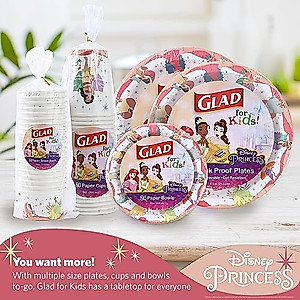 Glad for Kids Disney Princess “Magic is in All of Us” 8.5” Paper Plates | Plates, Snack Kid-Friendly Everyday Use, 24 Ct