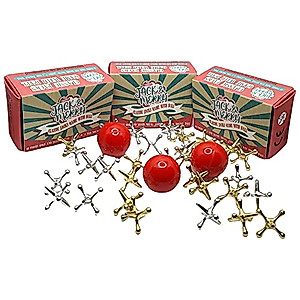 Vintage Metal Jacks Game with Ball - 3 Sets of Jax Game per Order, Retro Toys for Birthday Party,Chinese Jacks Pinata Filler Toy in Bulk,Giant Game Jax for All Ages, Jumping Jack by HAPPY JACK & MERRY
