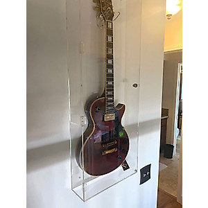 DisplayGifts Electric Guitar Display Case Rack Hanger Holder Wall Mount Cabinet Lockable 98%UV Protection
