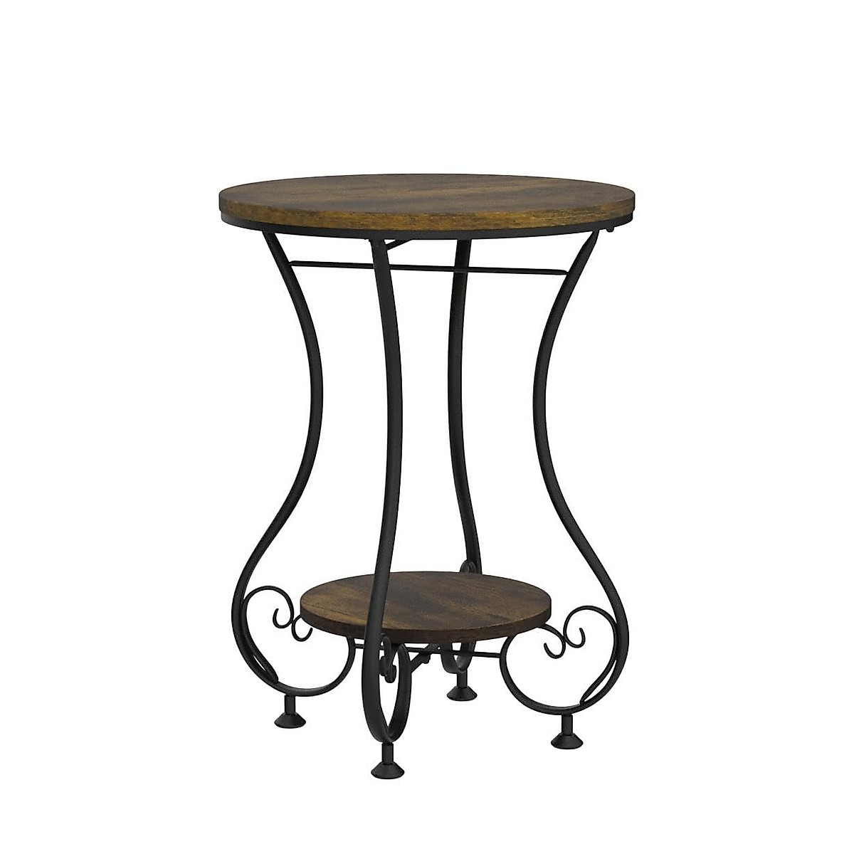 X-cosrack Round End Table, Industrial Retro Round Side Table for Small Spaces, Coffee Table for Living Room Balcony Bedroom Office,Stable Wood and Metal Frame,17.72" L x 17.72" W x 24.22" H