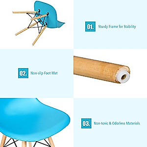 Nightcore DSW Dining Chairs Set, Modern Style Dining Chair, Pre Assembled Side Chairs with PP Seat and Beech Wood Legs, Mid Century Dining Chairs for Kitchen, Bedroom, Living Room (4, Blue)