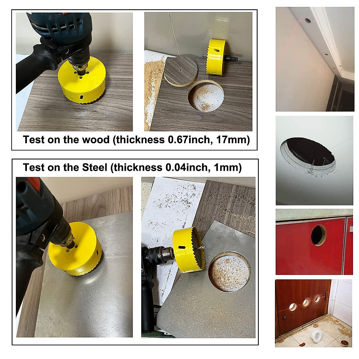 JIECHENG Bi-Metal 4 inch Hole Saw with Arbor Mandrel for Cutting Wood,Cornhole Boards,Drywall,Plasterboard,Plywood,Steel,Aluminium,Brass,Copper,Zinc,Tin,102mm