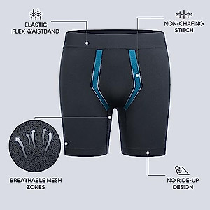 CRZ YOGA Men's Seamless 5" Boxer Briefs Breathable Sports Underwear (3-Pack) Black/True Navy (3pack) Large