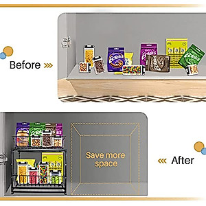 FERLAN Under Sink Organizer, 2-Tier Stackable Kitchen Cabinet Organizer and Storage With Sliding Storage Drawer, for Kitchen, Bathroom, Office, Pantry, Cabinet, Black