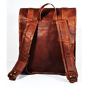 URBAN DEZIRE Men's Leather Vintage Roll On Laptop Backpack Rucksack knapsack college bag