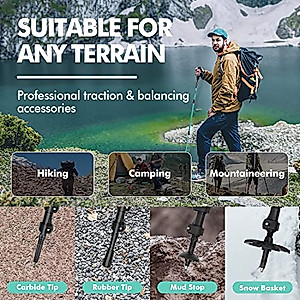 KINGGEAR Walking Stick for Hiking - Adjustable Quick Flip Lock Trekking Poles, Collapsible, Lightweight 7075 Aluminum, Natural Anti-Sweat Cork Grips, All Terrains