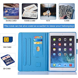 KEROM Case for iPad 9.7 inch (Fits iPad 6th/5th Generation 2018/2017, Also Fits iPad Pro 9.7 and iPad Air 2/1), Premium PU Leather Smart Folio Stand Cover with Auto Sleep Wake, Space Cat