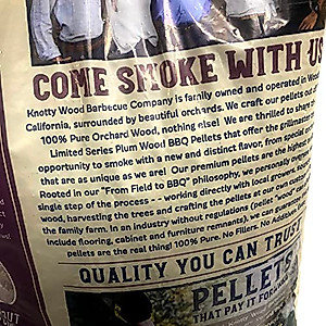 100% Plum Wood BBQ Cooking Pellets 20 lb Bag 100% Natural Sweetness Knotty Wood, KnottyWood-Plum20#