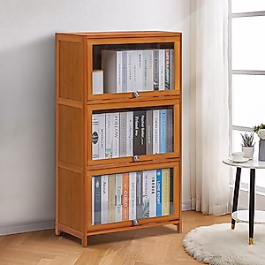 Athena Collection Bookshelf and Book Case 3-Tier Modern Bookcase Small Book Shelf with Door Short Display Shelf Book Storage Home Décor Furniture for Home Office Living Room Bedroom