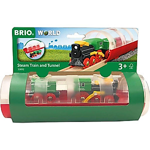 BRIO World 33892 - Classic Steam Train & Tunnel - 3 Piece Wooden Toy Train Set | Perfect for Kids Age 3 and Up | FSC-Certified Wood | Compatible with BRIO Sets