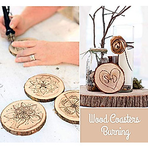Wood Slices 16Pcs 3.5''-4'' Unfinished Wood Rounds Natural Thicken Slab with Bark for Coasters Centerpieces Wedding Rustic Craft Wooden Christmas Ornaments