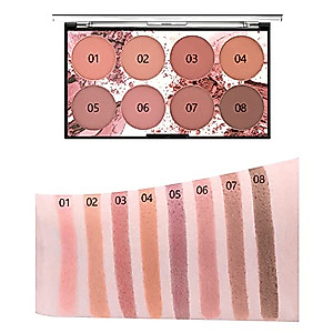 Makeup 8 Color Blush Palette, Contour and Highlight Blush Palette Matte Blush Powder Bright Shimmer Face Cosmetics Blusher Light Face Blush Palette with Blush Brush