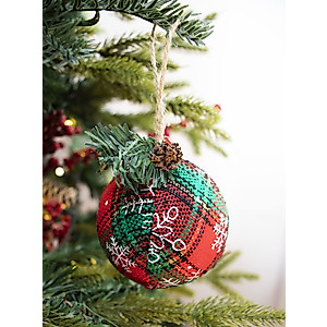 Burlap Christmas Hanging Ornaments, Farmhouse Rustic Christma Decorations, Natural Jute Ball Ornaments for Xmas Holiday Party Home Decor 12Pcs