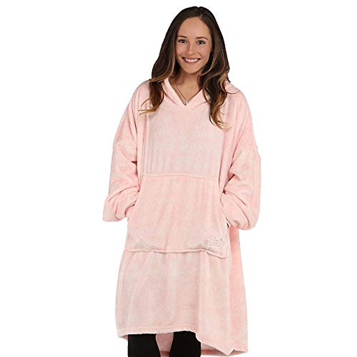 THE COMFY Dream | Oversized Light Microfiber Wearable Blanket, Seen on Shark Tank, One Size Fits All, (Heather Pink)