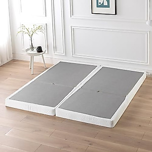 ZINUS No Assembly Metal Box Spring, 4 Inch White Mattress Foundation, Sturdy Metal Structure, Split King
