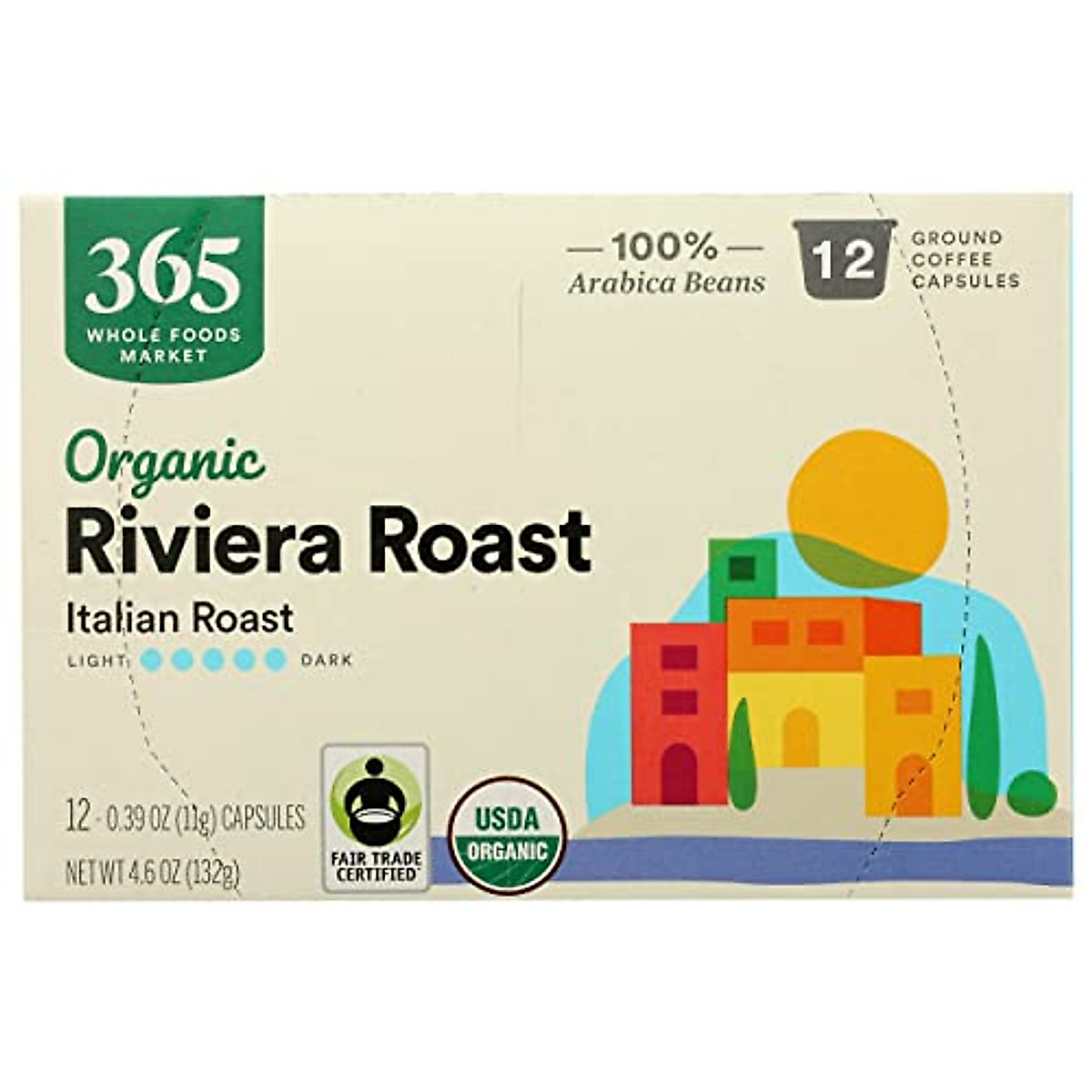 365 by Whole Foods Market, Coffee Riviera Roast Italian Roast Pods Organic 12 Count, 4.6 Ounce