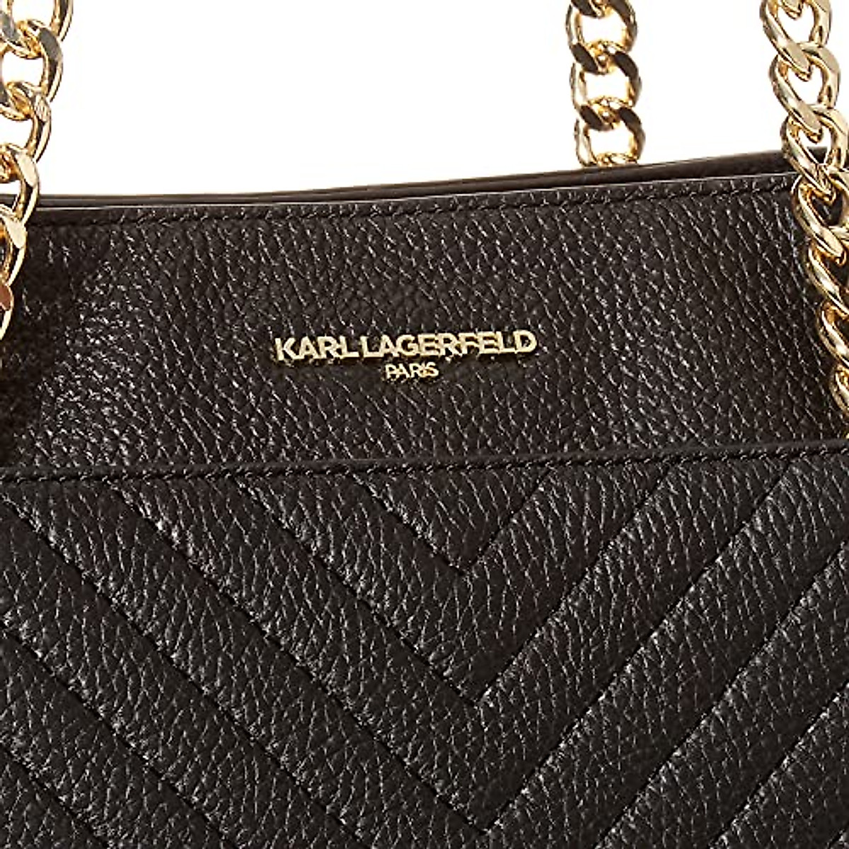 Karl Lagerfeld Paris womens Charlotte Quilted Tote Bag, Blk/Gold, One Size US