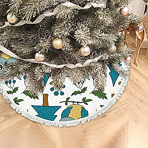 Small Christmas Tree Skirt Forest Owls and Fir Trees,30 Inch Tree Skirt for Christmas Holiday Party Decoration,Rustic Tree Skirts Mat Home Indoor Outdoor Ornaments