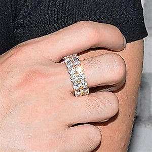 Rings Boys Engagement Round Cut Zircons Women Wedding Rings Jewelry Rings for Woman Full Diamond Ladies Ring (Gold, 11)