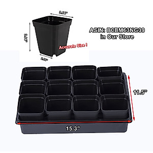 RooTrimmer 3.5 inch Square Nursery Pots 60pcs, Sturdy Seed Starter Trays 5 Pcs, Seeds Starting Germination, Small Planter Nursery Propagation 5 Sets