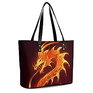 Womens Handbag Dragon Leather Tote Bag Top Handle Satchel Bags For Lady