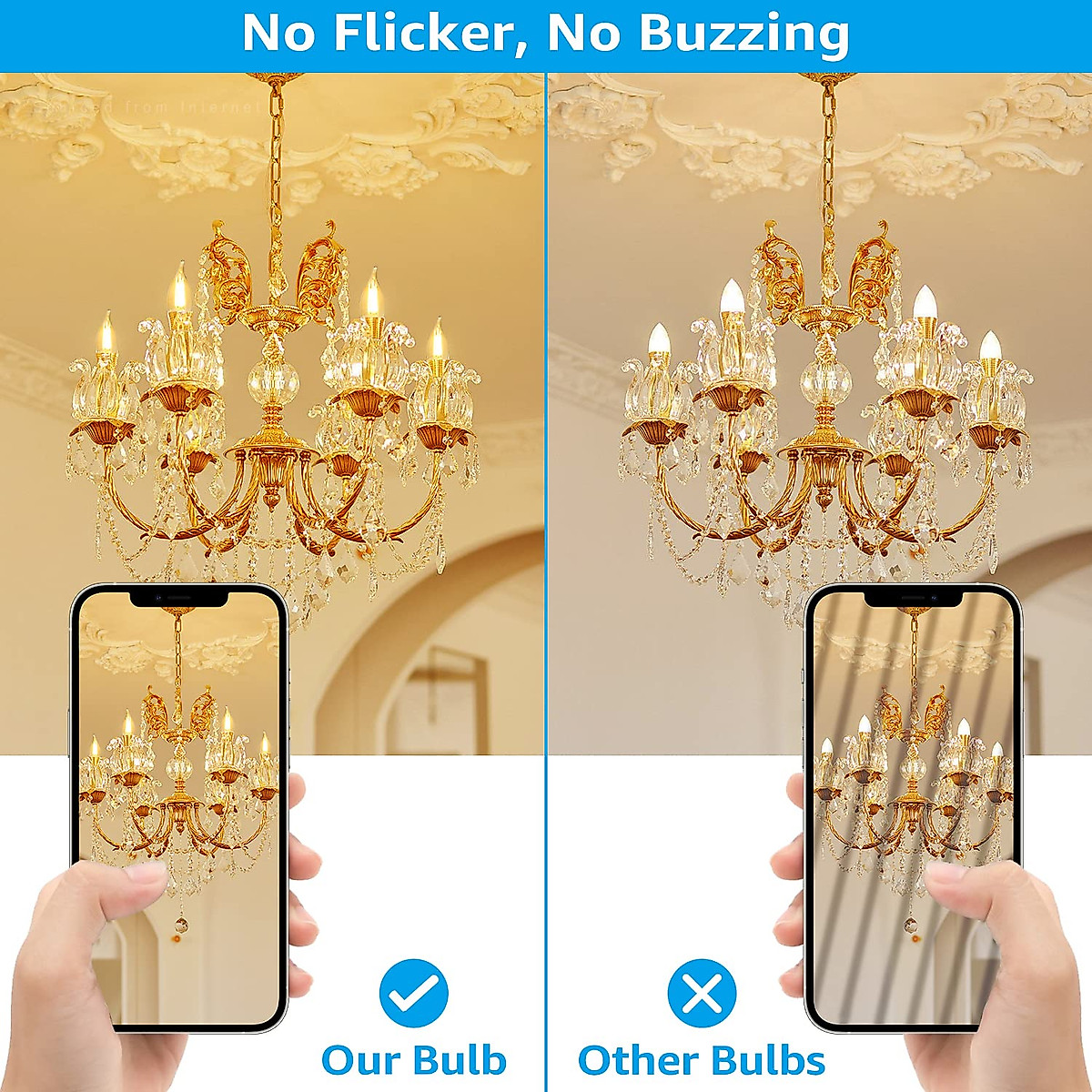 TORCHSTAR Dimmable E26 LED Candelabra Bulbs, C35 LED Chandelier Light Bulb, UL Listed, 2200K Amber Warm, 4.5W(40W Eqv.), 350lm, Ceiling Fan Light Bulbs, Damp Location, 2 Years Warranty, Pack of 6