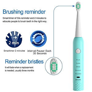 Sonic Electric Toothbrushes for Kids-5 Modes with Smart Timer, Waterproof USB Charging Rechargeable Ultrasonic Toothbrushes, 4 Replacement Brush Heads, Adults Power Toothbrush, Dentists Recommend