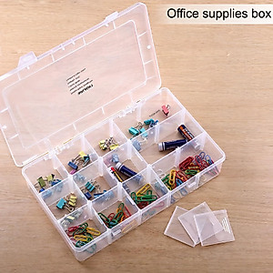 WALAGIFT Storage Organizer with Adjustable Dividers, 15 Grids Plastic Storage, Durable Transparent Compartment Storage Box for Beads, Jewelry, Screws, and Craft Supplies