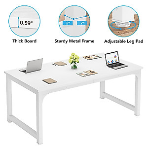 LITTLE TREE 70.8 Inch X-Large Executive Computer Office Desk, White