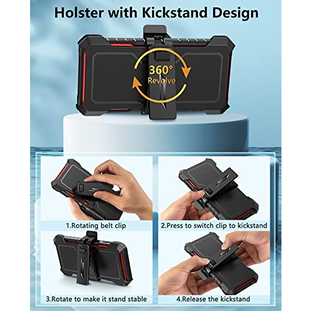 FNTCASE Case for Samsung Galaxy A14-5G: Protective Shockproof Rugged A14 Cell Phone Cover Cases with Belt Clip Holster Kickstand & Slide | Textured Tough Military Grade Drop Proof Protection - Blue