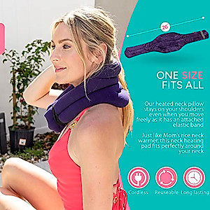 SunnyBay Microwave Heating Pad, Microwavable Heated Neck and Shoulder Wrap with Wide Neck Coverage, Hands-Free Moist Aromatherapy Hot or Cold Pack with Lavender, FSA HSA Approved, 26x5 Inches, Purple